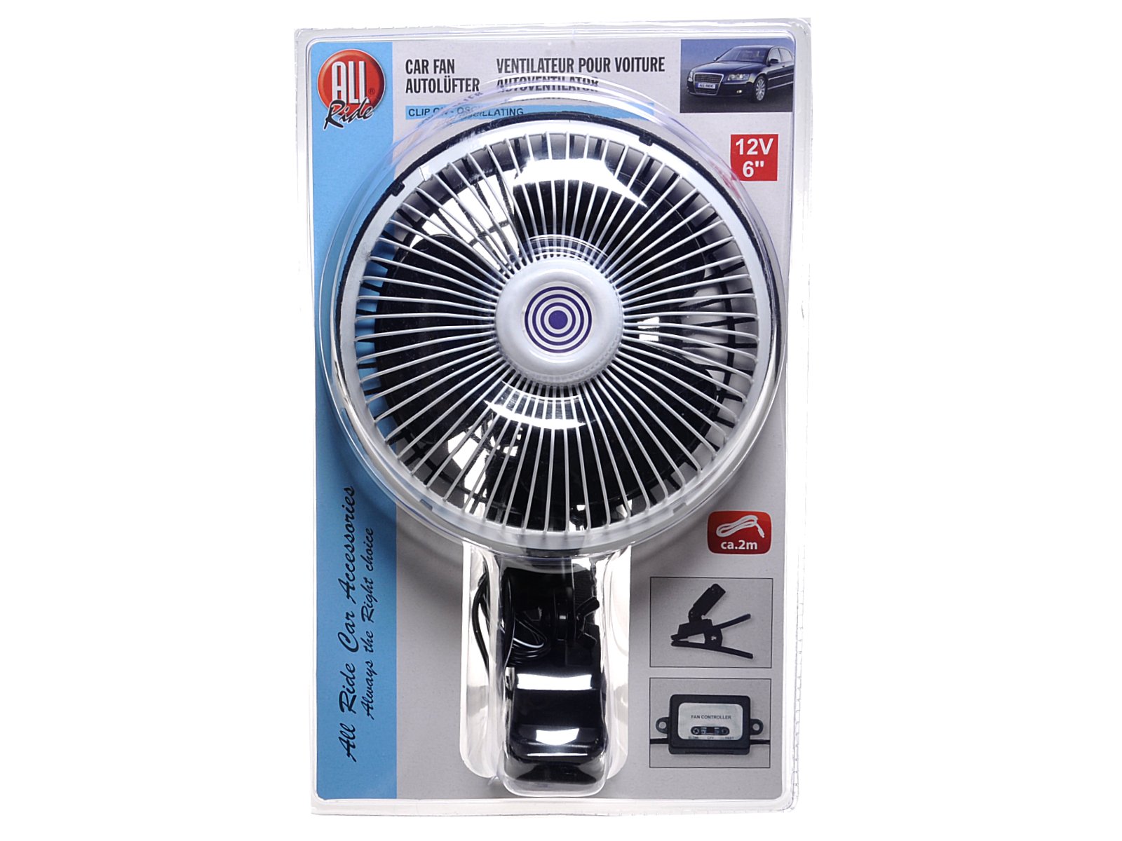 ALL Ride Lüfter CAR FAN 12 V, 6 Zoll mit Klemmfuss, selbstschwenkend ...